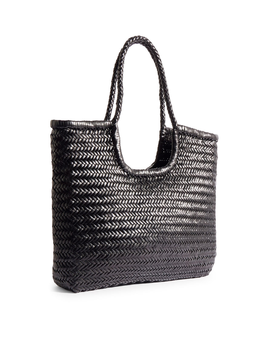 NS DIAGONAL BLACK LEATHER TOTE BAG – Suit Negozi Row